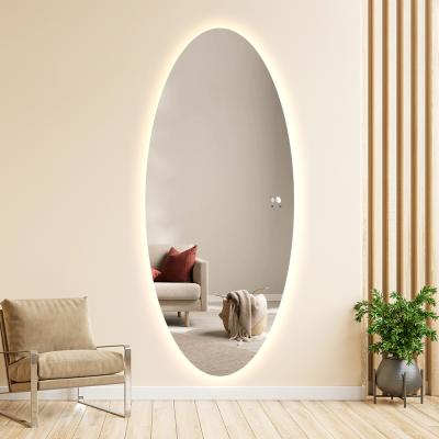 China Anti Fog Oval LED Backlit Mirror , Full Length Dressing Mirror Wall Mounted for sale