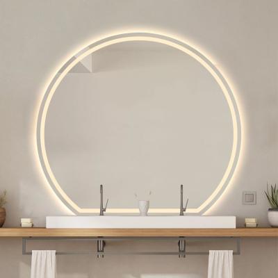 China Half Round LED Bathroom Mirror 60x80cm Anti Fog Waterproof Smart Makeup Vanity Mirror for sale