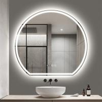 China Half Round LED Bathroom Mirror 60x80cm Anti Fog Waterproof Smart Makeup Vanity Mirror for sale