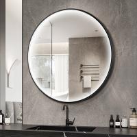 China Round LED Framed Mirror 60cm 70cm 80cm Copper Free Silver Shatter Proof Makeup Mirror for sale