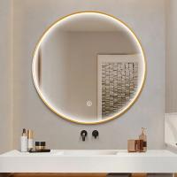 China Round LED Framed Mirror 60cm 70cm 80cm Copper Free Silver Shatter Proof Makeup Mirror for sale