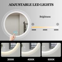 China Luxury Striped Acrylic Round LED Framed Mirror High Brightness Decorative Wall Mirror for sale