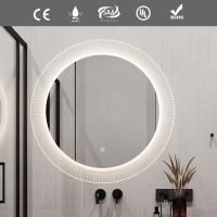China Luxury Striped Acrylic Round LED Framed Mirror High Brightness Decorative Wall Mirror for sale