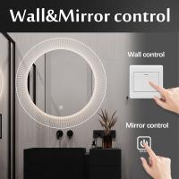 China Luxury Striped Acrylic Round LED Framed Mirror High Brightness Decorative Wall Mirror for sale