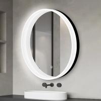 China Acrylic Framed Round Bathroom Mirror 60cm 70cm 80cm Smart LED Vanity Mirror with Aluminum Backing for sale