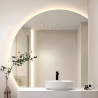 China Smart Half Moon Bathroom Wall Mirror , LED Illuminated Semi Circle Bathroom Mirror for sale