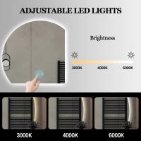 China Smart Half Moon Bathroom Wall Mirror , LED Illuminated Semi Circle Bathroom Mirror for sale