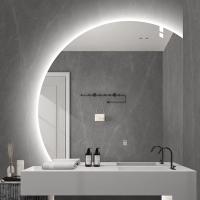 China Smart Half Moon Bathroom Wall Mirror , LED Illuminated Semi Circle Bathroom Mirror for sale