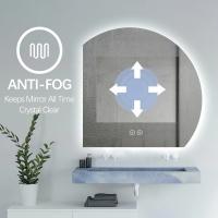 China Smart Half Moon Bathroom Wall Mirror , LED Illuminated Semi Circle Bathroom Mirror for sale