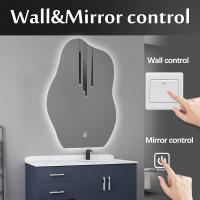 China Large Wall Bathroom Mirror With Touch Light , Frameless Asymmetrical LED Mirror Waterproof for sale