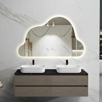 China Asymmetric LED Mirror Touch Screen Irregular Bathroom Mirror 5mm Copper Free Silver Mirror IP44 for sale