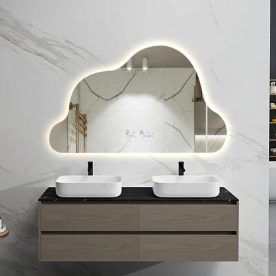 China Asymmetric LED Mirror Touch Screen Irregular Bathroom Mirror 5mm Copper Free Silver Mirror IP44 for sale