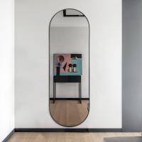 China Aluminum Frame Minimalist Full Length Mirror Runway Shape Ledge Standing Dressing Mirror for sale