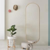 China Aluminum Frame Minimalist Full Length Mirror Runway Shape Ledge Standing Dressing Mirror for sale