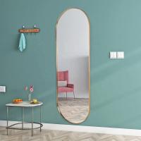 China Aluminum Frame Minimalist Full Length Mirror Runway Shape Ledge Standing Dressing Mirror for sale