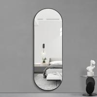 China Aluminum Frame Minimalist Full Length Mirror Runway Shape Ledge Standing Dressing Mirror for sale