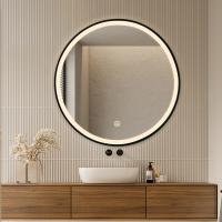 China Minimalist Black Circular LED Framed Mirror Decorative Large Backlit Vanity Mirrors for sale