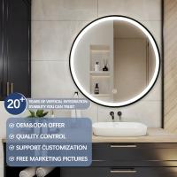 China Minimalist Black Circular LED Framed Mirror Decorative Large Backlit Vanity Mirrors for sale