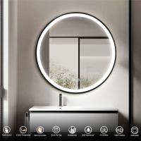 China Minimalist Black Circular LED Framed Mirror Decorative Large Backlit Vanity Mirrors for sale
