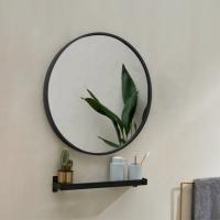 China Vintage Solid Wood Frame Wall Mirror , Round Wall Mounted Bathroom Vanity Mirror for sale