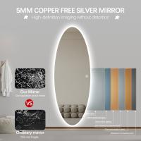 China Oval LED Full Length Mirror Smart Backlit Large Capsule Bathroom Mirror 50x150CM for Hotel Cloakroom for sale