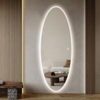 China Oval LED Full Length Mirror Smart Backlit Large Capsule Bathroom Mirror 50x150CM for Hotel Cloakroom for sale