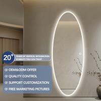 China Oval LED Full Length Mirror Smart Backlit Large Capsule Bathroom Mirror 50x150CM for Hotel Cloakroom for sale