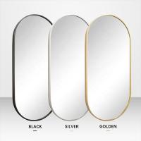 China Luxury Hotel Oval Bathroom Vanity Mirror 60x100cm Brushed Aluminum Frame for sale