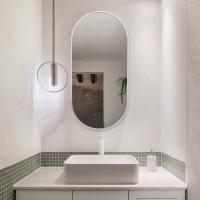 China Luxury Hotel Oval Bathroom Vanity Mirror 60x100cm Brushed Aluminum Frame for sale