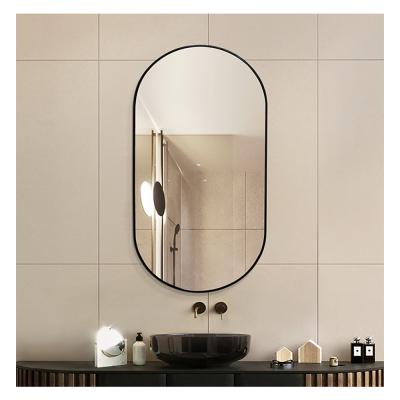 China Luxury Hotel Oval Bathroom Vanity Mirror 60x100cm Brushed Aluminum Frame for sale