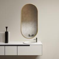 China Luxury Hotel Oval Bathroom Vanity Mirror 60x100cm Brushed Aluminum Frame for sale