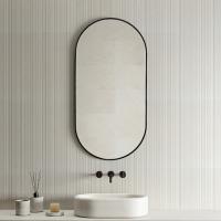 China Luxury Hotel Oval Bathroom Vanity Mirror 60x100cm Brushed Aluminum Frame for sale
