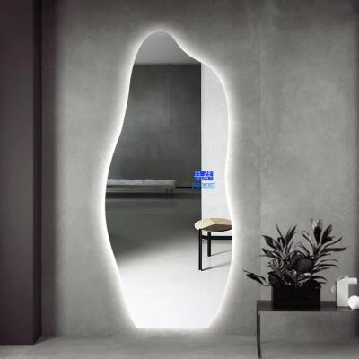 China Frameless LED Bathroom Wall Mirror 20x28 inch Asymmetrical Full Length Mirror 110-240V for sale