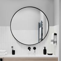 China Black Metal Oversized Round Bathroom Vanity Wall Mirror Without Light for sale