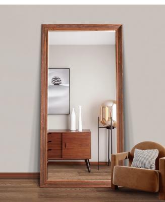 China Rectangle Solid Wood Frame Full Length Dressing Mirror 160x50cm HD Silver Coated Glass Explosion-Proof Film for sale