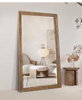 China Rectangle Solid Wood Frame Full Length Dressing Mirror 160x50cm HD Silver Coated Glass Explosion-Proof Film for sale