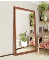 China Rectangle Solid Wood Frame Full Length Dressing Mirror 160x50cm HD Silver Coated Glass Explosion-Proof Film for sale