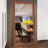 China Rectangle Solid Wood Frame Full Length Dressing Mirror 160x50cm HD Silver Coated Glass Explosion-Proof Film for sale