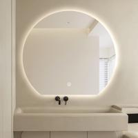 China Waterproof Half Circle Backlit Mirror , Modern LED Bathroom Mirror Wall Mounted for sale