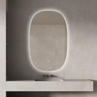 China Irregular Copper Free Silver Mirror Frameless Anti Fog Bathroom Smart LED Mirror 19.68x31.5 inch for sale
