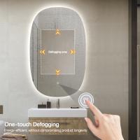 China Irregular Copper Free Silver Mirror Frameless Anti Fog Bathroom Smart LED Mirror 19.68x31.5 inch for sale