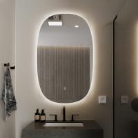 China Irregular Copper Free Silver Mirror Frameless Anti Fog Bathroom Smart LED Mirror 19.68x31.5 inch for sale