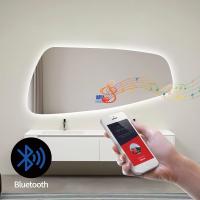 China Asymmetrical Backlit LED Bathroom Mirror 700x1510mm Anti Fog with Bluetooth Speakers for sale