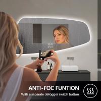 China Asymmetrical Backlit LED Bathroom Mirror 700x1510mm Anti Fog with Bluetooth Speakers for sale