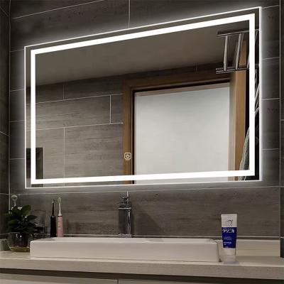 China Premium Slim Framed LED Bathroom Mirror Anti Fog 600x800mm 110-240V for sale