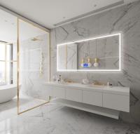 China Premium Slim Framed LED Bathroom Mirror Anti Fog 600x800mm 110-240V for sale