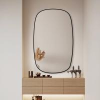China HD Silver Framed Bathroom Mirror , Wall Mounted Irregular Bathroom Mirror With Aluminium Frame for sale