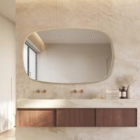 China HD Silver Framed Bathroom Mirror , Wall Mounted Irregular Bathroom Mirror With Aluminium Frame for sale