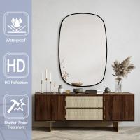 China HD Silver Framed Bathroom Mirror , Wall Mounted Irregular Bathroom Mirror With Aluminium Frame for sale
