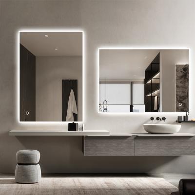 China Acrylic Frame Smart Touch LED Demister Mirror 110-240V Rectangle Bathroom Mirror for sale